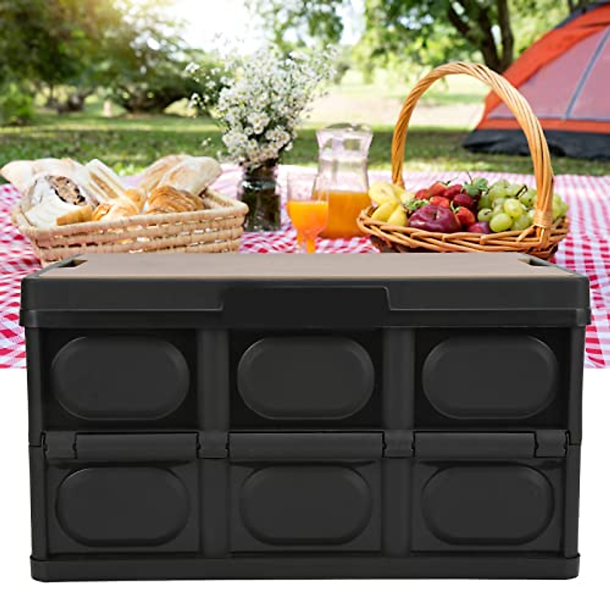 Folding Storage Box, 30L Removable Multifunctional Outdoor Storage Box for Outdoor(Black)