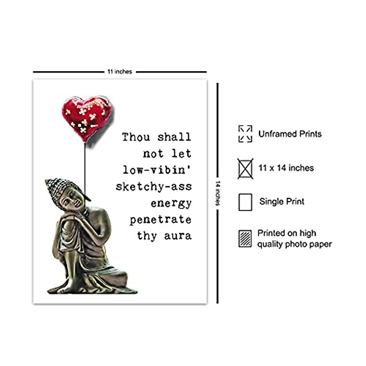 Zen Buddha Wall Art & Decor - LARGE 11X14 - Spa Room Decor - Spiritual Gifts for Women - Namaste Wall Decor - Positive Quotes Poster - Encouragement Gifts for Women - Meditation Gifts - Buddhist Sign