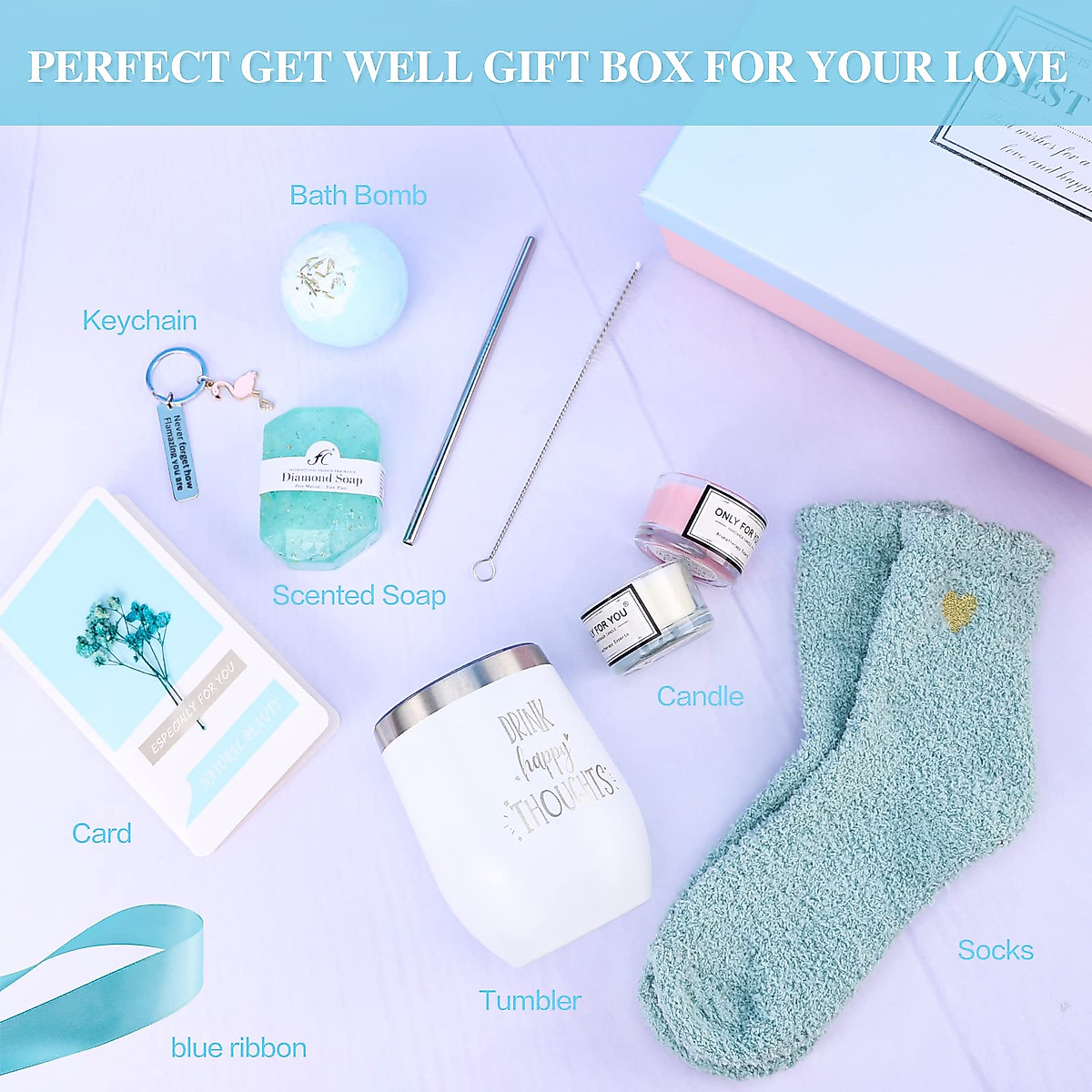 ENKUY Valentine's Day Gifts for Women, Mother Day Gift, Wine Tumbler Set, Thinking of You Gifts for Women, Stress Relief Gift for Women, Wife, Sister, Best Friend