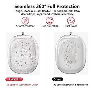 Aircawin for AirPods Max Case Clear Glitter,Soft TPU Clear Case for Airpods Max Case Cover,Shockproof Anti-Scratch Protective Case No-Yellowing Transparent Accessories for AirPod Max Headphone-Glitter