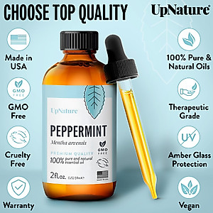 UpNature Peppermint Essential Oil - 100% Natural, Premium Quality Aromatherapy Oil- Pure Peppermint Oil for Hair Growth, Eases Head Tension, Pregnancy Essentials Soothes Aches, gifts under 10 dollars
