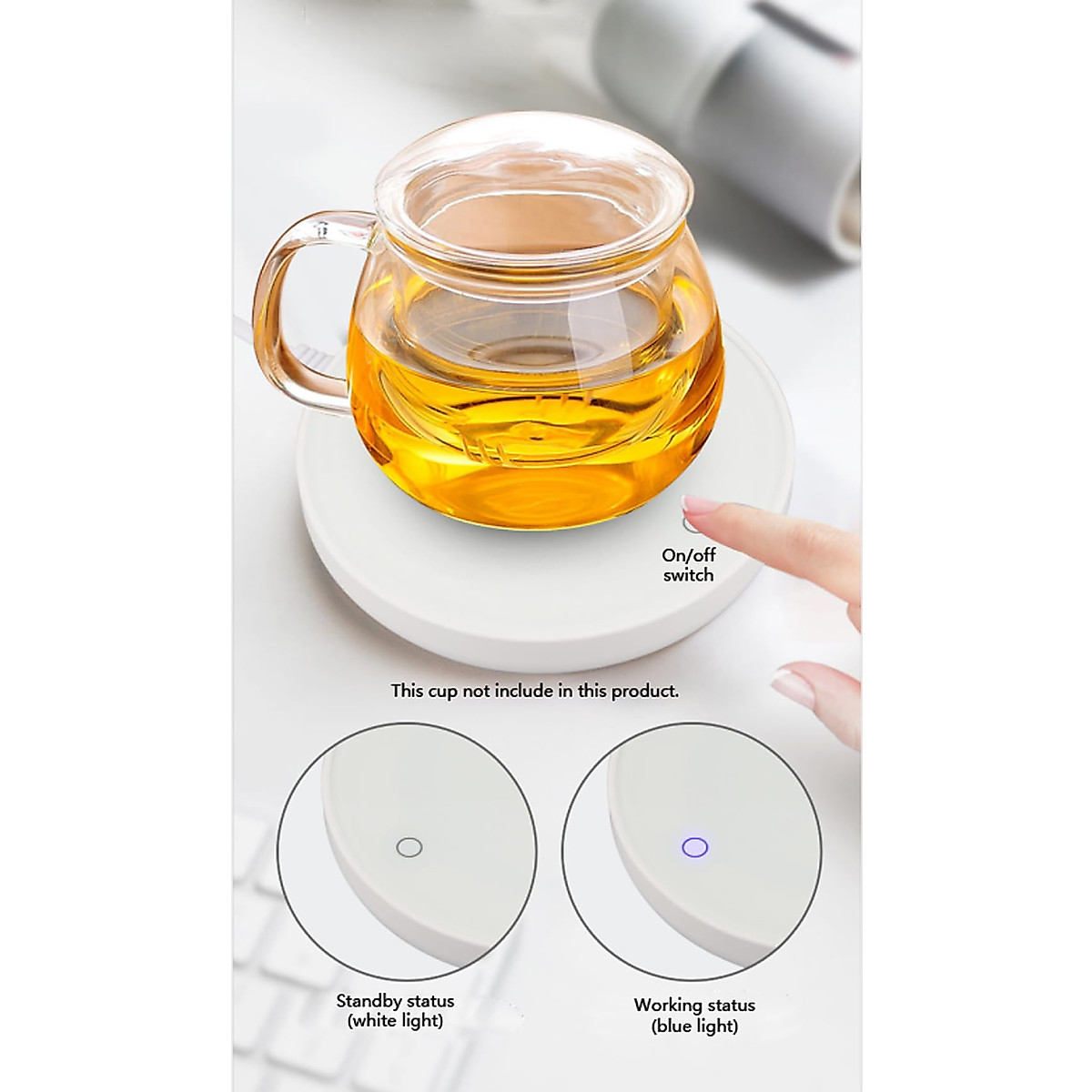 Fshopping Smart Cup Warmer Pad Coffee Mug Warmer for Coffee Tea Beverage Milk Cocoa Water Soup
