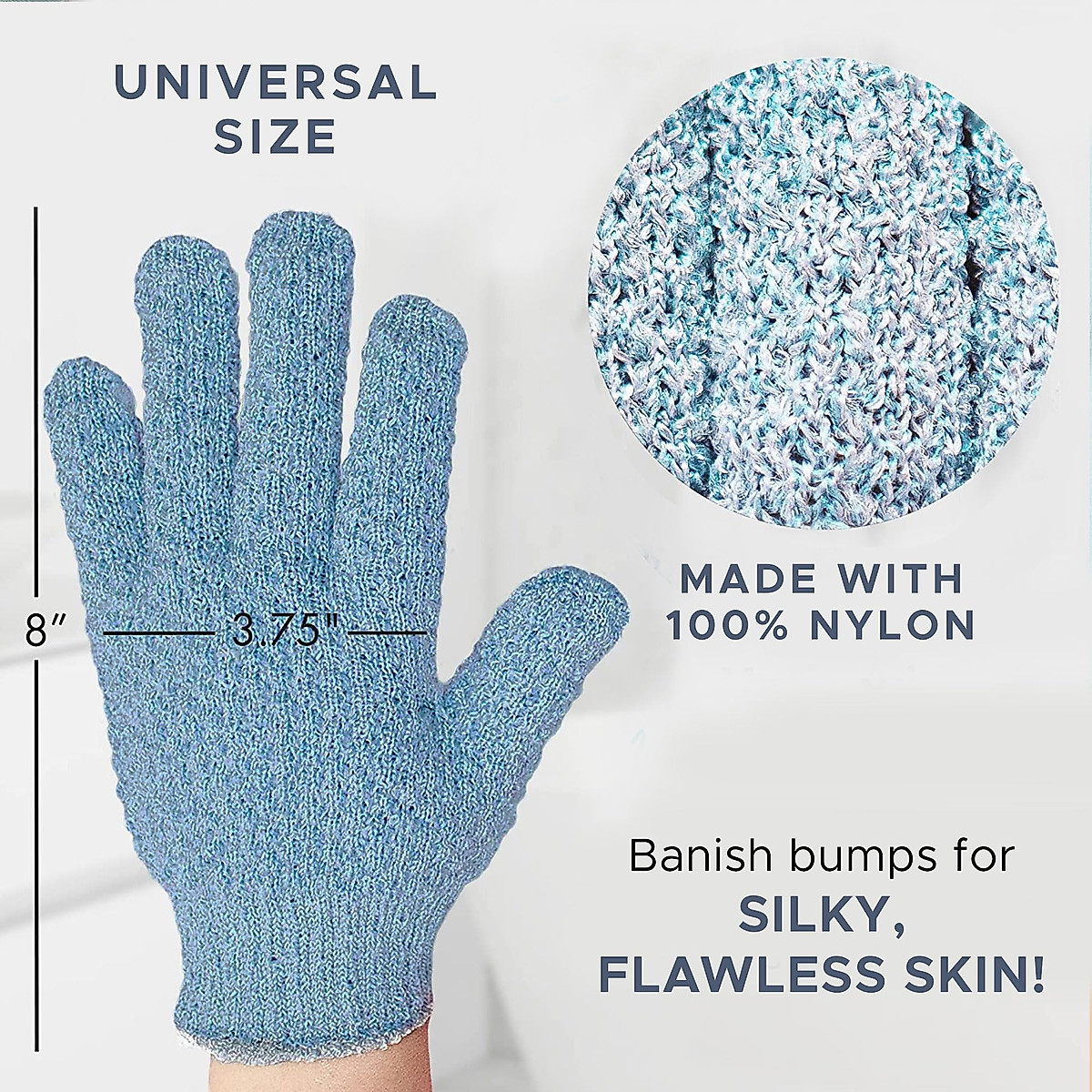 Exfoliating Glove (4 Pcs, 2 Pairs) - Heavy Exfoliate Glove for Dead Skin Bath Exfoliating Gloves for Shower Spa Massage & Body Scrub - Shower Gloves for Women & Men