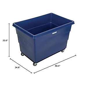 Global Industrial 20 Bushel HDPE Plastic Box Truck with Steel Base, Blue, 50-2/5"L x 34-3/5"W x 35-3/5"H