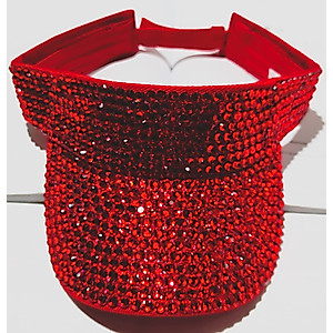 ASUITOFK Bling Rhinestone Sport Sun Visor Hats Adjustable Summer Cap Visor Caps for Men and Women Outdoor Hat Red