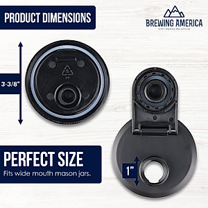 Mason Jar Lids Wide Mouth Plastic 4 pack-USA Made-Flip Cap Screw Top Pour Spout Drink Hole - Leak-proof for Kerr and Ball Canning Jars - Airtight for Drinks to Go and Controlled Pouring - Black