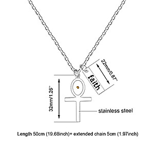 Uloveido Stainless Egyptian Ankh Cross Necklace Faith Jewerly Mustard Seed Pendant Christian Graduation Gifts Y559 (Oval Cross)