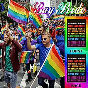 OUXIOAZ Equality Flag BLM Flag for in This House We Believe Yard Sign, Pride Flag Small Science is Real Black Lives Matter Vertical Double Sided 12.5"X18" Burlap Patio Outdoor Decoration