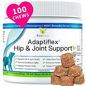 Adaptiflex Natural Joint Supplement for Dogs - Chondroitin, MSM, & Glucosamine for Dogs Hip and Joint Supplement - Aids in Joint Pain Relief - Hip and Joint Soft Chew Supplement for Dogs-Peanut Butter