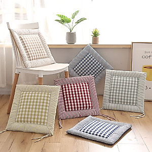 GEXUANCHEN Home Office Cotton Linen Cushion Dining Chair Cushion car Cushion, Non-Slip Fixed Square Cushion, Soft and Comfortable (15.7 * 15.7, Yellow)