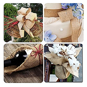 White Burlap Wired Ribbon 1-1/2 Inch x 10 Yard for Gift Wrapping Home Decor Wedding Party Decorations Bows Christmas Tree Crafts Supplies