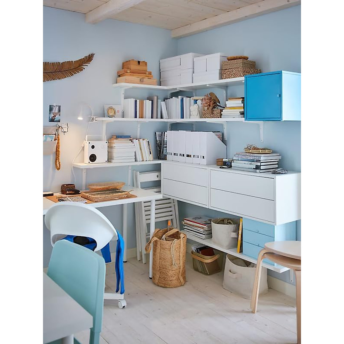 Generic Shelf with Bracket, White, 31 x11 Inches Floating Shelves,1 Set of Wall Mounted Shelf for Bathroom Decor, Bedroom, Living Room and Plants, Small