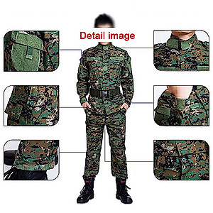HANSTRONG GEAR Men Tactical BDU Combat Uniform Jacket Shirt & Pants Suit for Army Military Airsoft Paintball Hunting Shooting War Game Black(XL)