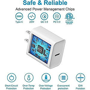 Super Fast Charger 20W Rapid USB C Wall Charger Block PD Adapter Fast Charging Compatible with 13/12/11 Pro Max,Mini,Pro/XR(1 Pack)