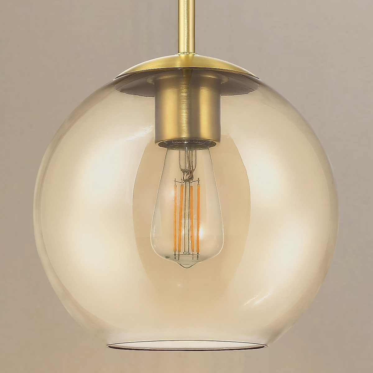 1 Light 8" Glass Kitchen Island Mini Semi Flush Mount Ceiling Light,Chandelier Ancient Amber Glass Shade Chrome Finish for Living Room Dining Room Bedroom Over Sink