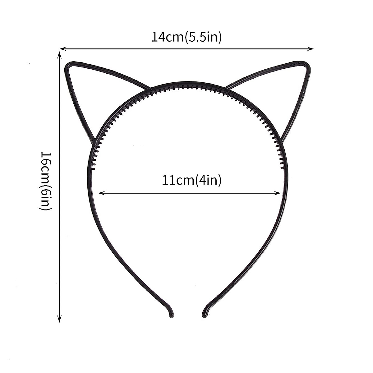 Rhoxshy Plastic Cat Ears Headband Cat Headbands for Girls Women Multicolor Head Hoops Sawtooth Kitty Ears Hairbands (Black)