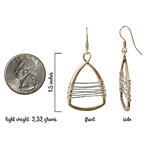 SPUNKYsoul Gold with Silver Wire Handmade Wire Wrap Teardrop Earrings