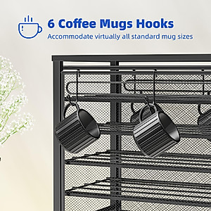 Simple Trending 5-Tier Coffee Pod Holder for K-Cup, 160 Pod Pack Capacity Rack, Metal, Black