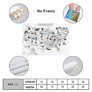 Tour The States Poster, Map USA America Poster, USA Map United States of America Travel Wall Art Dec Canvas Art Poster And Wall Art Picture Print Modern Family Bedroom Decor Posters 24x36inch(60x90cm)