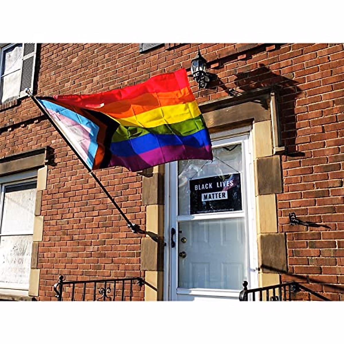 Homissor Progress Pride Rainbow Flag 3x5 ft- LGBT Community Gay Pride Lesbian Transgender Bisexual Flags Banner Fade Resistant for Indoor Outdoor