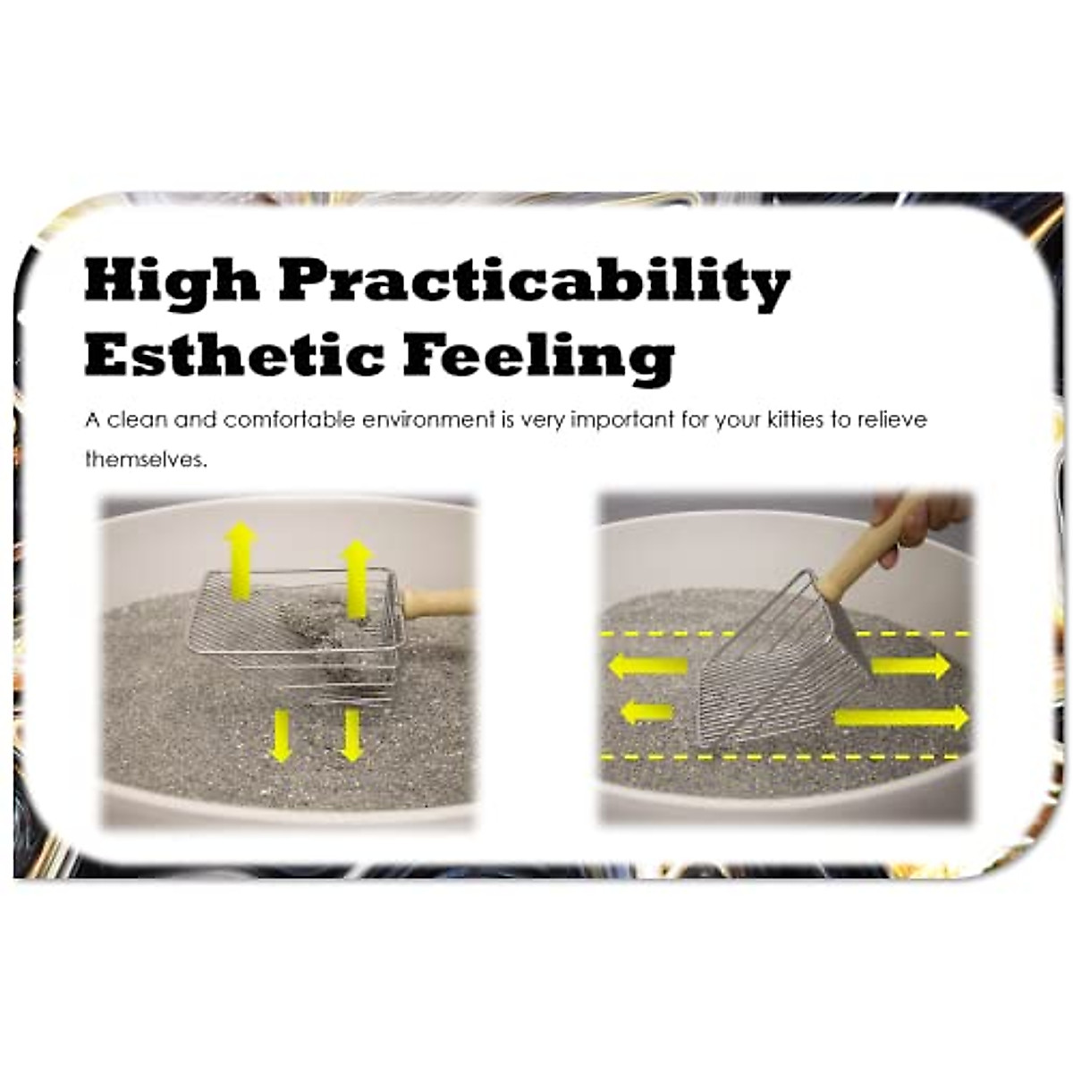 Vitisyao Metal Cat Litter Scoop with Holder, Fast Sifting Kitty Poop Scooper Caddy, Large Cat Poop Scooper Stand (Blue)