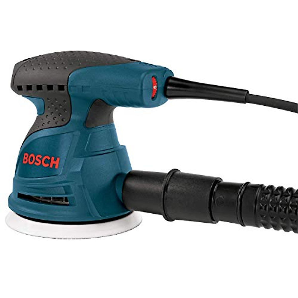 BOSCH ROS20VSC Palm Sander 2.5 Amp 5 In. Corded Variable Speed Random Orbital Sander/Polisher Kit with Dust Collector and Soft Carrying Bag, Blue