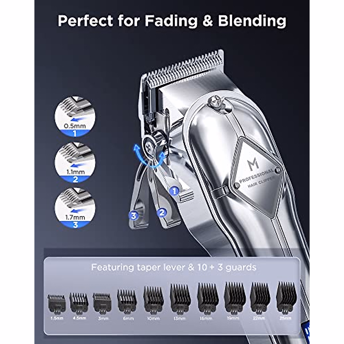 Limural Professional Hair Clippers and Trimmer Kit for Men - Cordless Barber Clipper + T Blade Outliner, Complete Hair Cutting Kits with 13 Premium Guards, LED Display, Taper Lever & 5 Hrs Runtime