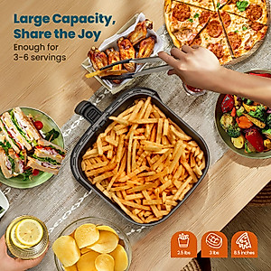 Nuwave Brio 10-in-1 Air Fryer, 6 QT Airfryer Capacity with Smart Probe, Roast Grill Bake for Fast Meals, One-Touch Digital Controls, Powerful 1800W Fryer, 100 Recipes, Removable Divider & Grill Pan