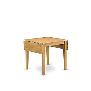 East West Furniture NDVA3-OAK-C 3 Piece Dining Room Furniture Set Contains a Rectangle Kitchen Table with Dropleaf and 2 Linen Fabric Upholstered Dining Chairs, 30x48 Inch, Oak