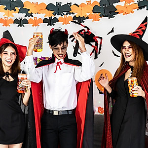 RimCereal 8 Pcs Halloween Drinking Party Glasses 16 oz Ghost Flower Glass Cup with Lid and Straw Spooky Can Shaped Beer Glass Skull Bat Mason Jar Glass Cups for Halloween Party Gift (Cute)