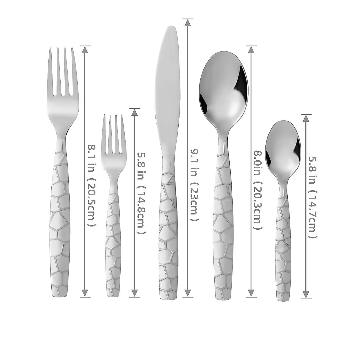 Bon Mosaic 20-Piece Stainless Steel Flatware Silverware Cutlery Set, Include Knife/Fork/Spoon, Mirror Polished, Dishwasher Safe, Service for 4