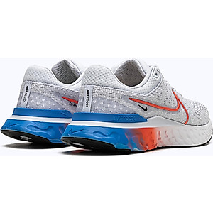 Nike Womens React Infinity Run FK 3, Football Grey/Bright Crimson, 6.5 M US