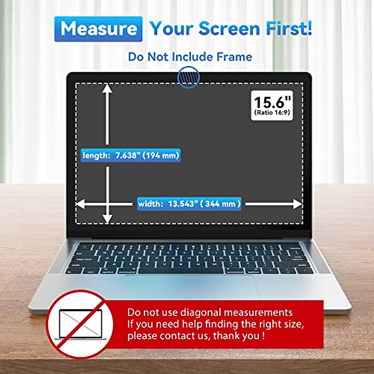 Anti Blue Light Screen Protector 15.6 Inch, Removable Blue Light Blocking & Anti Glare Screen for Generic 15.6" with 16:9 Aspect Ratio Laptop