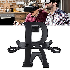VR Stand, Easy to Install VR Headset Stand and Controller Holder Lens Friendly Compatible with a Stable Base for Rift S for Quest 2 for Vive(Black)