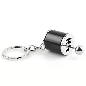 Car Shifter Gear Keychain, 6 Speed Shifter Keyring Gadgets, Car Shift Lever Manual Transmission Gearbox Pendant Accessories (Black)