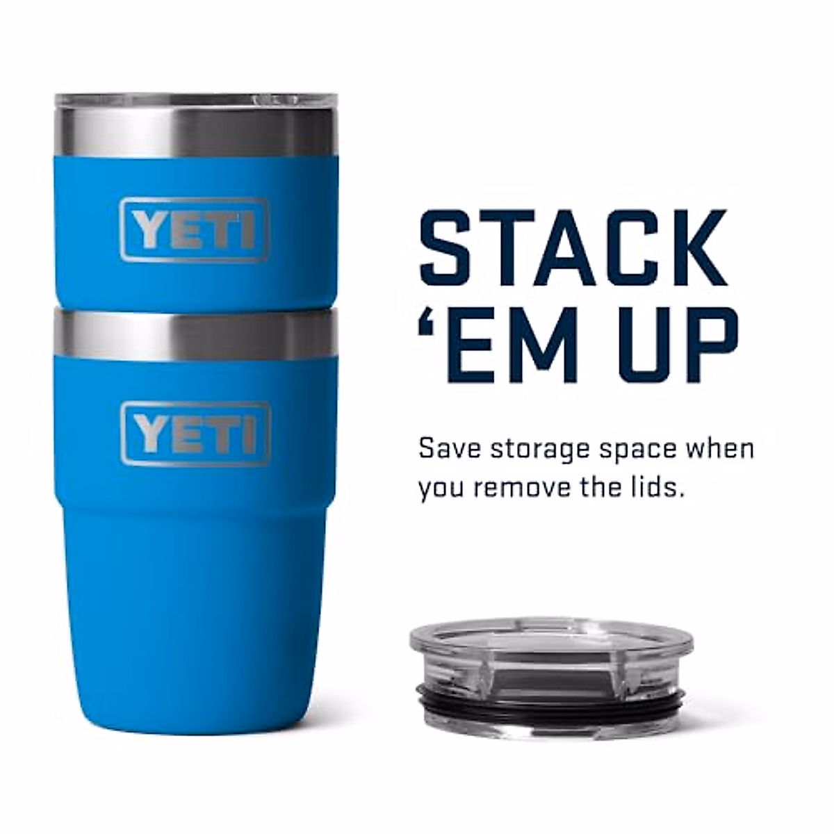 YETI Rambler 8 oz Stackable Cup, Stainless Steel, Vacuum Insulated Espresso Cup with MagSlider Lid, Big Wave Blue