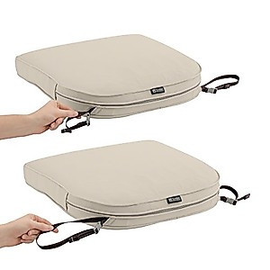 Classic Accessories Montlake FadeSafe Water-Resistant 20 x 20 x 2 Inch Contoured Patio Dining Seat Cushion, Antique Beige