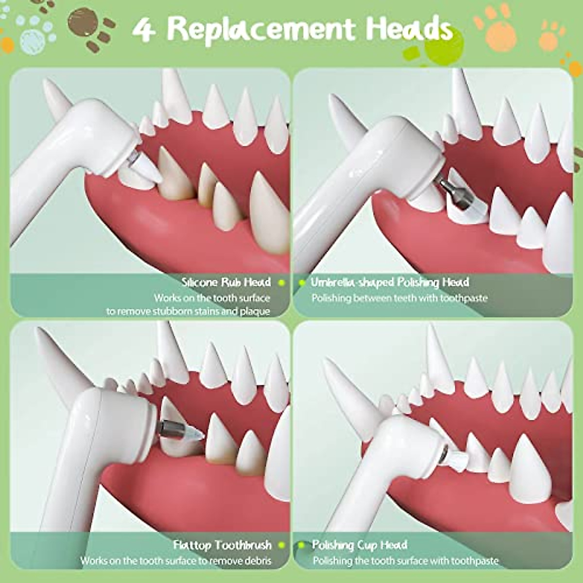 Tooth Polisher, Smile-Aid Multifunctional Replacement Head Teeth Cleaning Kit for Daily Cleaning and Care for People, Cats and Dogs, USB Charging, Waterproof