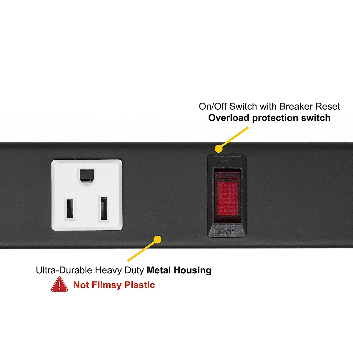 Opentron 5-Pack OT16063 Heavy Duty Metal Surge Protector Power Strip with Mounting Parts 6 White Outlets 3 Feet Power Cord