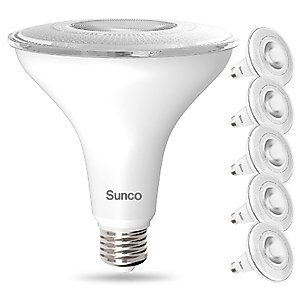 Sunco 6 Pack Outdoor LED Flood Home Patio Driveway Light, Waterproof PAR38 LED Bulb, CRI90, 3000K Warm White,1050 Lumens, 100W Equivalent 13W, Dimmable, Wet-Rated, E26 Base U