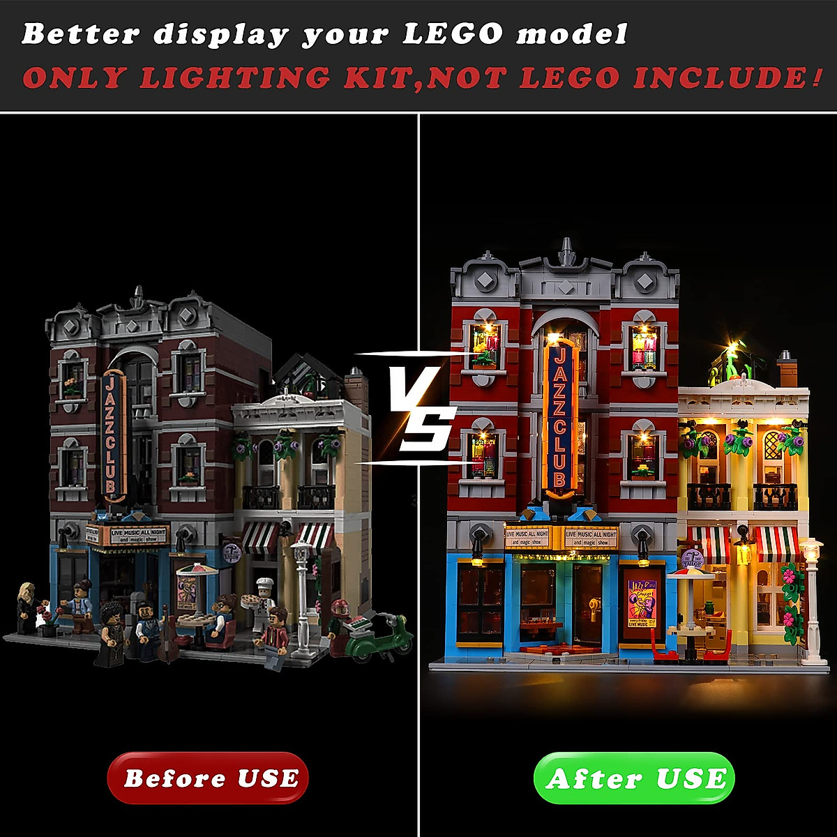 Xunsan LED Light Kit for Lego Jazz Club 10312 Building Blocks,Compatible with Lego Jazz Club Set,Light up Your Lego 10312 Model,Standard Version(NOT Include Lego Model)