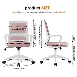 WXJHL Office Computer Desk Chair Ergonomic Mesh Rolling Work Swivel Task Chairs with Armrest Suitable for Bedroom, Study