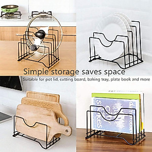 Cutting Board Holder Pot Lid Organizer Rack can hold up to 1.18 inches thick Cutting Board,Bakeware,Baking Tray,Pan,Lid and Book (Black)