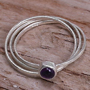 NOVICA Amethyst .925 Sterling Silver Ring 'Magical Force in Purple'