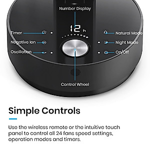 Pro Breeze Personal Table Fan with Remote Control, Fan 8” Desk Fan Powerful Turbo Fan, Whisper Quiet Fan Motor, 24 Speeds, 4 Modes & 12 Hour Timer, Table Fan for Bedroom, Tabletop Fan Air Circulator