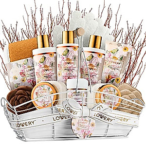 Spa Gift Baskets for Women, Gift Basket for Women, Bath and Body Gift Set – 13pc Coconut Caramel Self Care Gift Basket, Bubble Bath, Shampoo, Body Scrub, Lotion, Salts, Bath Bomb & More