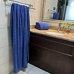 YTYC Towels,39x78 Inch Oversized Bath Sheets Towels for Adults Luxury Bath Towels Extra Large Sets for Bathroom Super Soft Highly Absorbent Microfiber Shower Towels 80% Polyester (Blue,6 Piece)