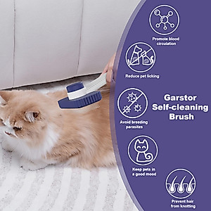 Garstor Cat brush, Cat Brush for Long or Short Haired Cats, Remove Loose Fur and Mats, Rounded Pins Reduces Painful Pulling, Not for Tangle and Curly Fur, Dark Blue