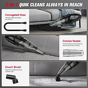 BSRCO Handheld Vacuum Cordless Rechargeable with LED, Lightweight Hand Vacuums Dust Busters Cordless Rechargeable, Hand Vacuum for Car/Home/Pet