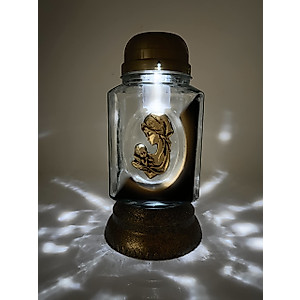 Importer AM Rainbow Glass Cemetery Memorial Candle with 3D Portrait of Jesus and Mary | Grave Light Remembrance Decoration | European Style Candle Holder Home & Garden Decor (8.5in Tall, Gold)